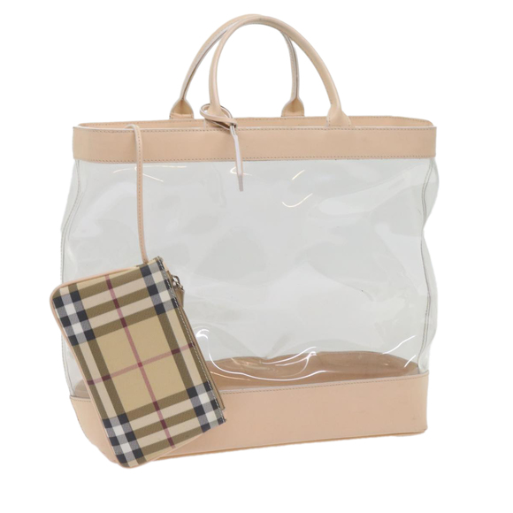 Burberry | Bags | Burberry Nova Check Tote Bag Leather Plastic Clear ...